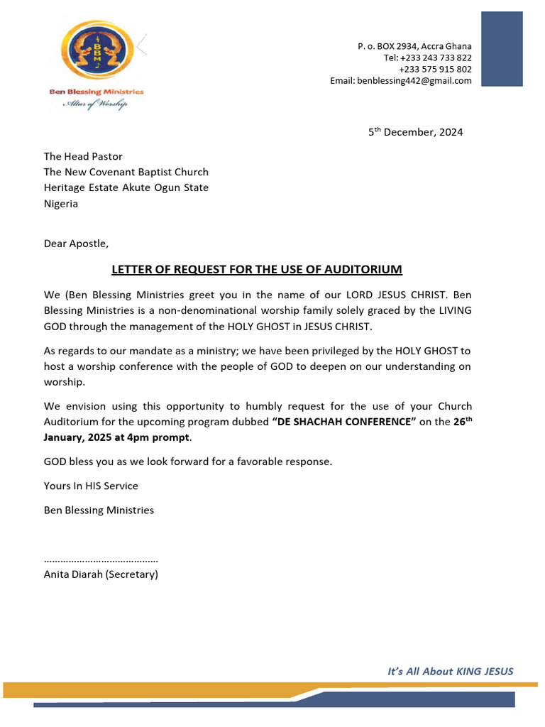 Ben Blessing Letter 1 | PDF