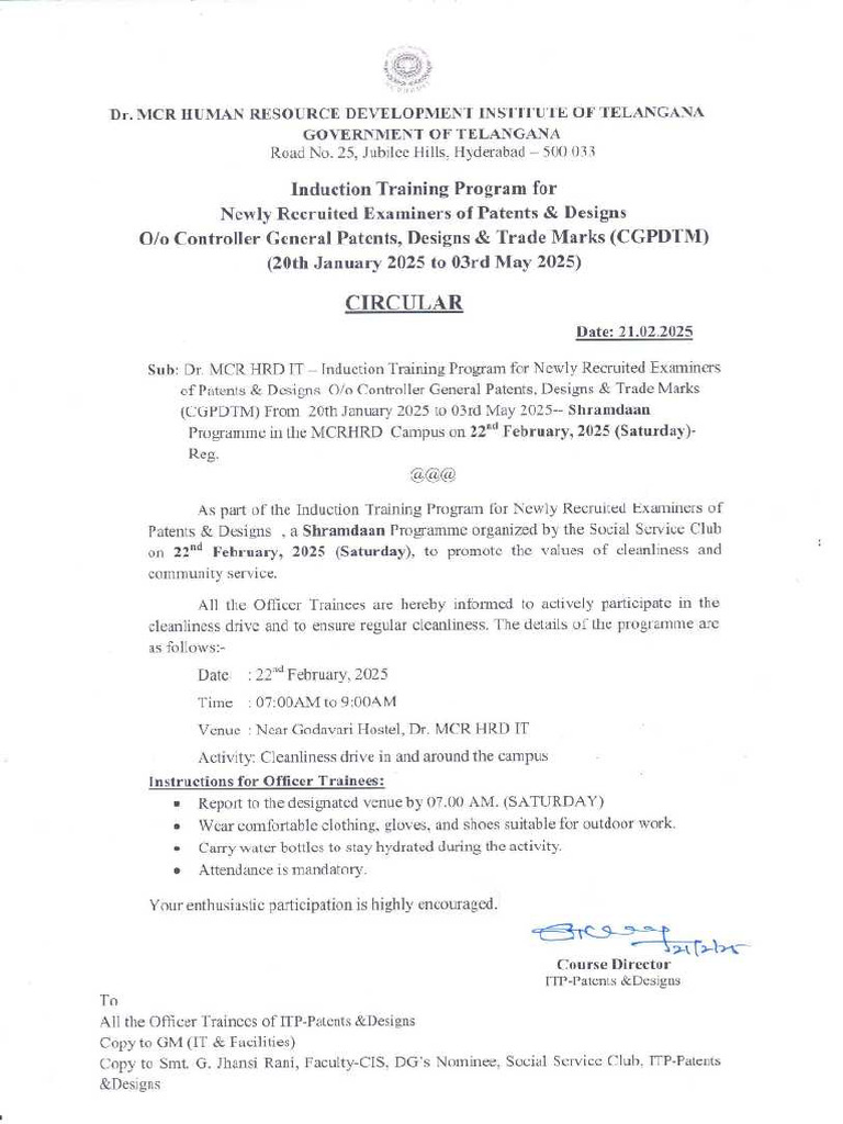 Circular - Shramdaan prog on 22.02.2025 | PDF