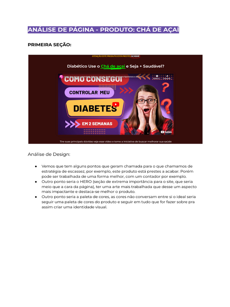 Análise de Página - Produto - Chá de Açaí | PDF | Esboço | Privacidade ...