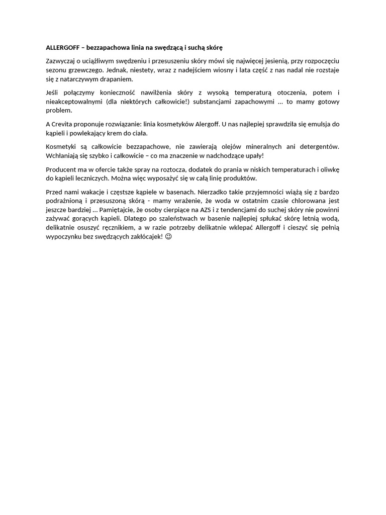 Alergoff - bezzapachowy produkt na AZS | PDF