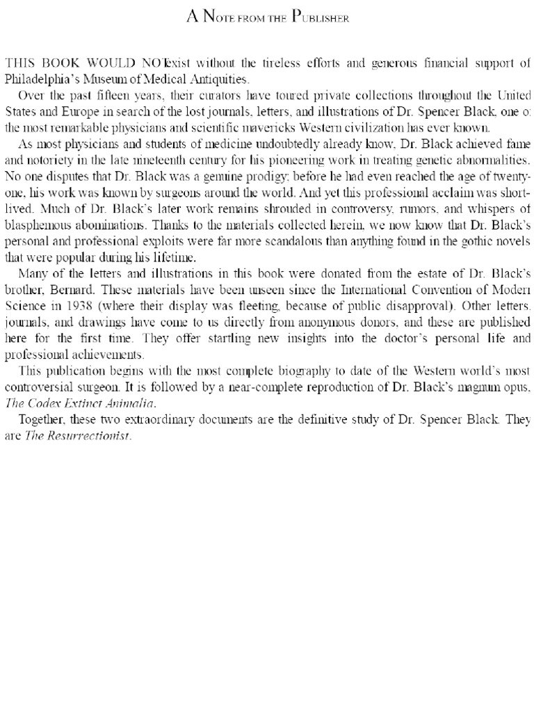 The Resurrectionist Part 2 | PDF