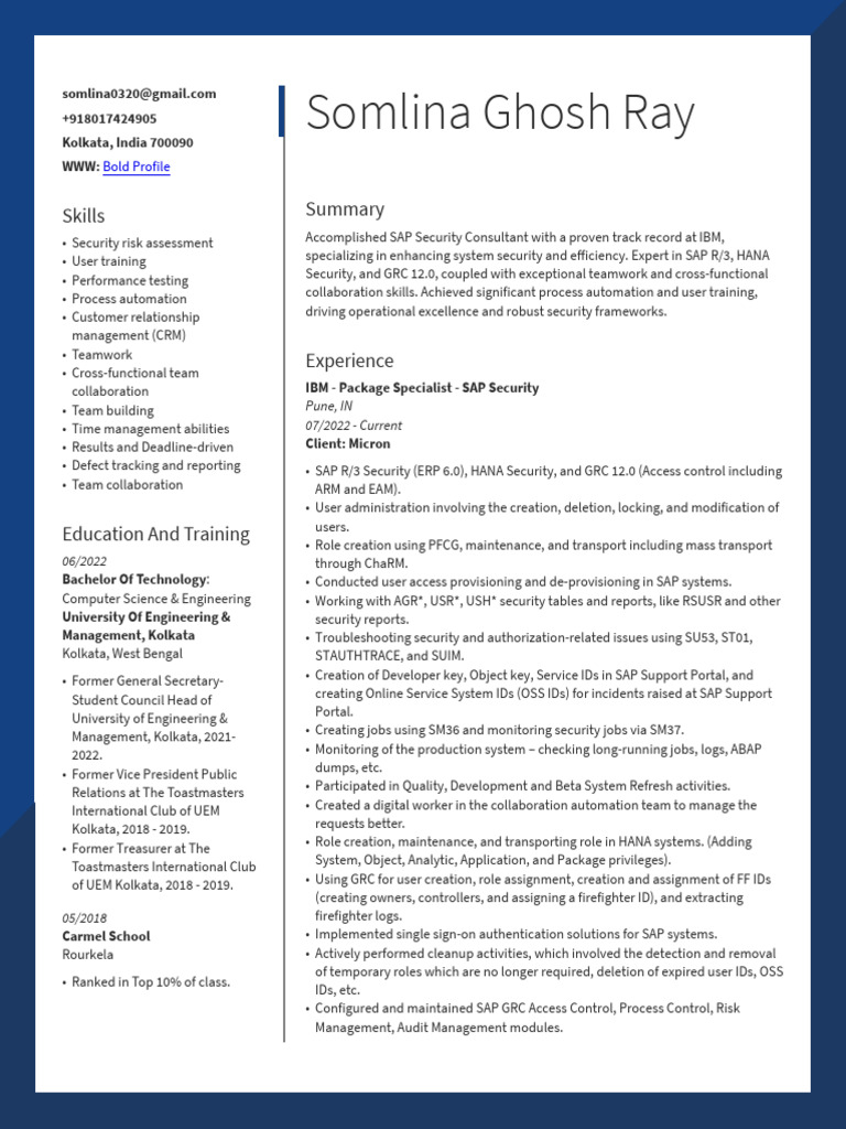 Somlina Ghosh Ray: Skills | PDF | Software | Information Technology