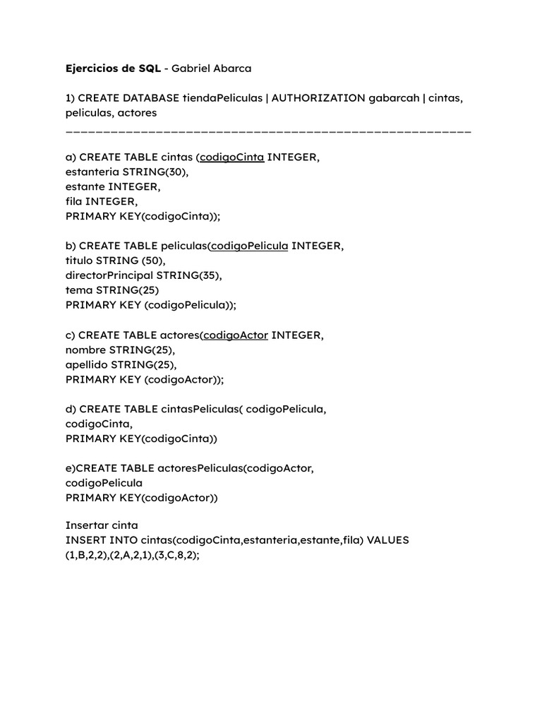 Practicas de SQL | PDF | Datos de computadora | Bases de datos