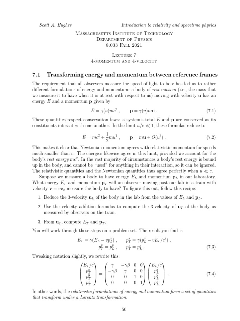 lec07 | PDF | Momentum | Spacetime