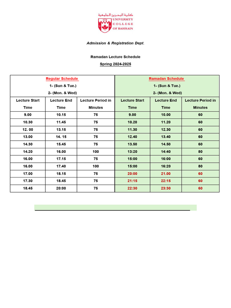 Ramadan Lecture Schedule 2024 | PDF | Teaching | Education Theory