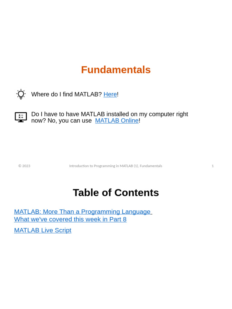MATLAB Programming Fundamentals Guide | PDF | Matlab | Computer Programming
