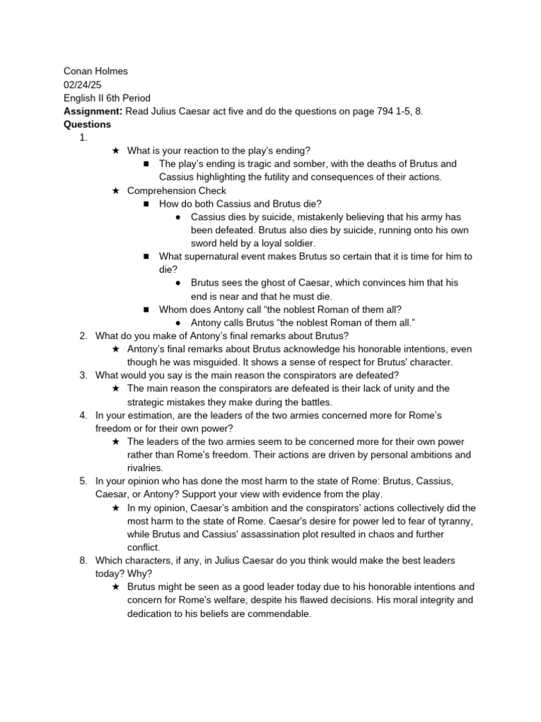 Julius Caesar Act 5 - Conan Holmes | PDF | Mark Antony | Julius Caesar