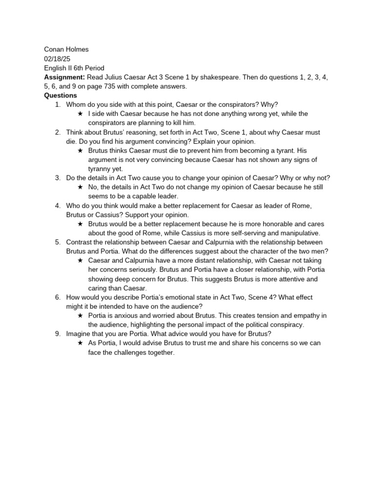 Analyzing Julius Caesar Act 3, Scene 1 | PDF