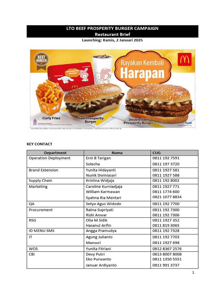 8738 Restaurant Brief Beef Prosperity Burger Campaign 2025 | PDF