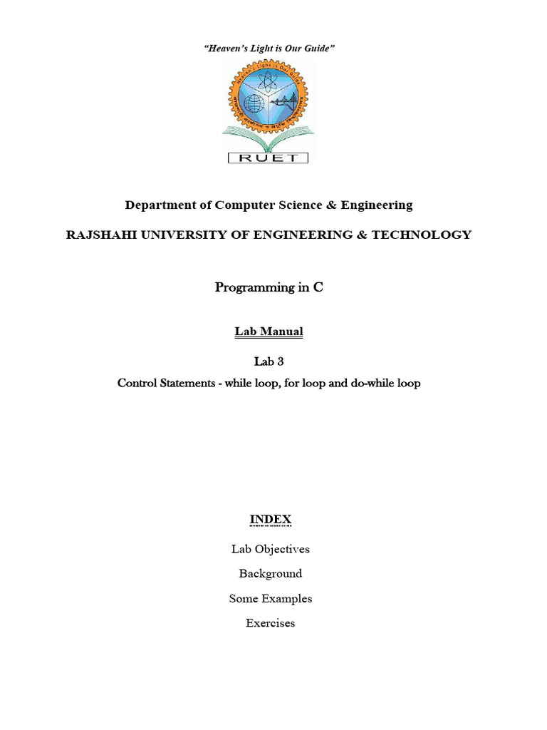 Lab Manual # 3. Control Statements | PDF | Control Flow | Computing