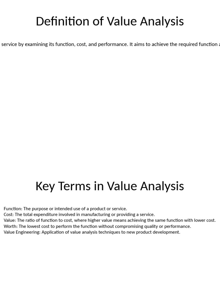 Value Analysis Presentation No Placeholders | PDF