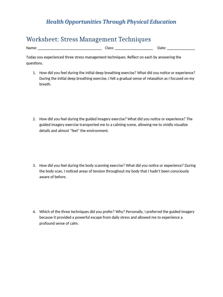 Worksheet_Stress_Management_Techniques-1 | PDF