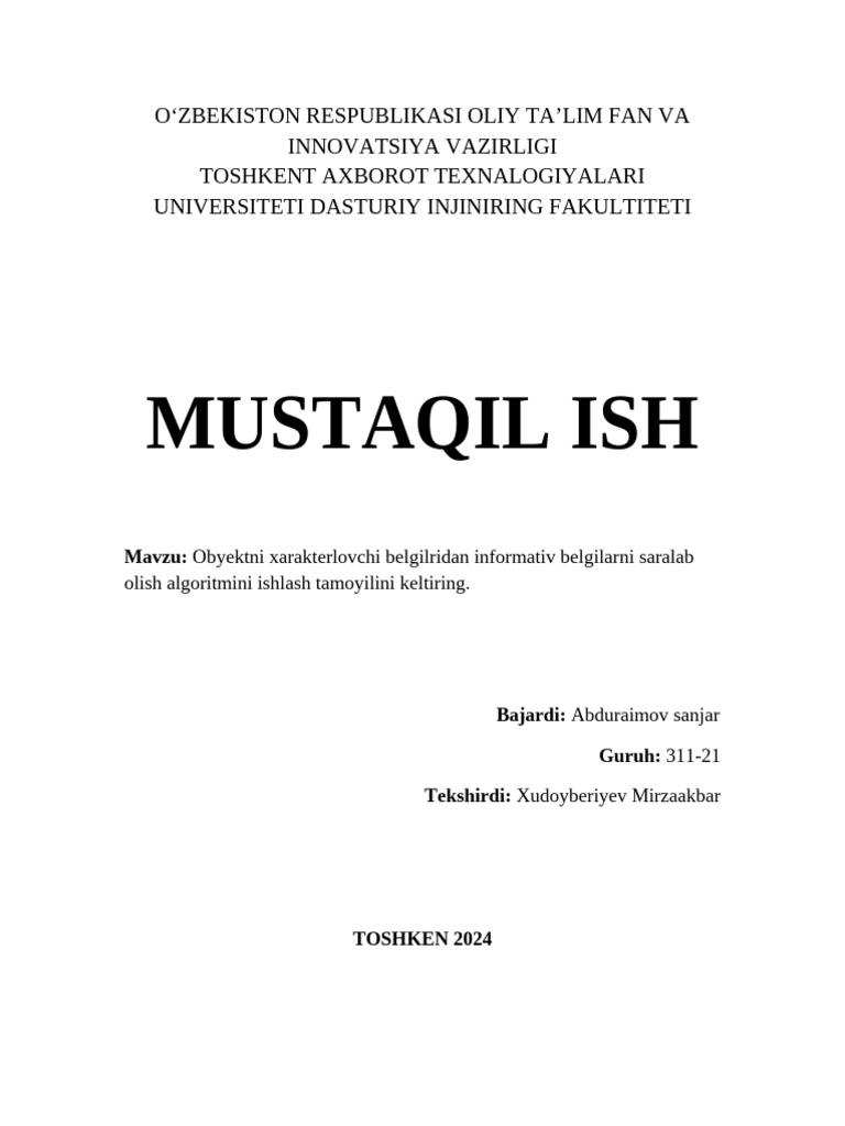 TTOT Qayta O'qish M 1 | PDF