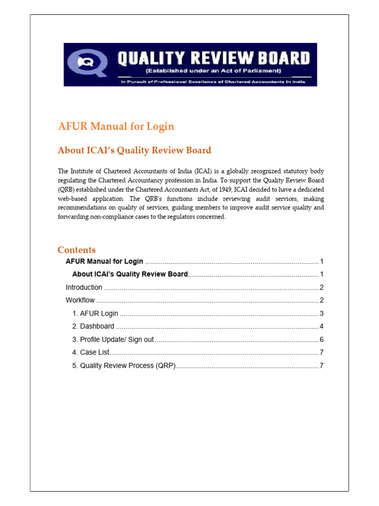 AFUR User Manual | PDF | Questionnaire | Audit