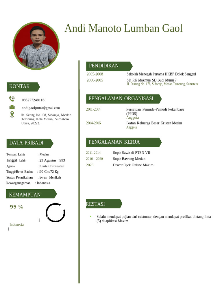 CV Andi Manoto Marbun | PDF