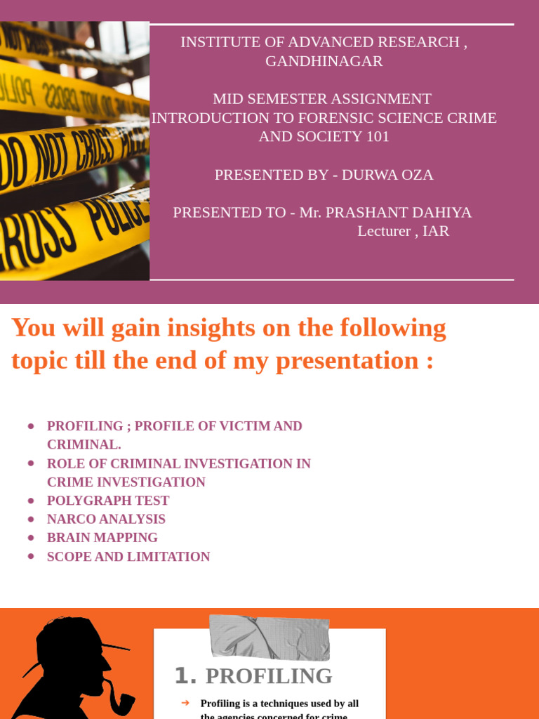 Forensic Science Techniques Overview | PDF | Offender Profiling | Polygraph