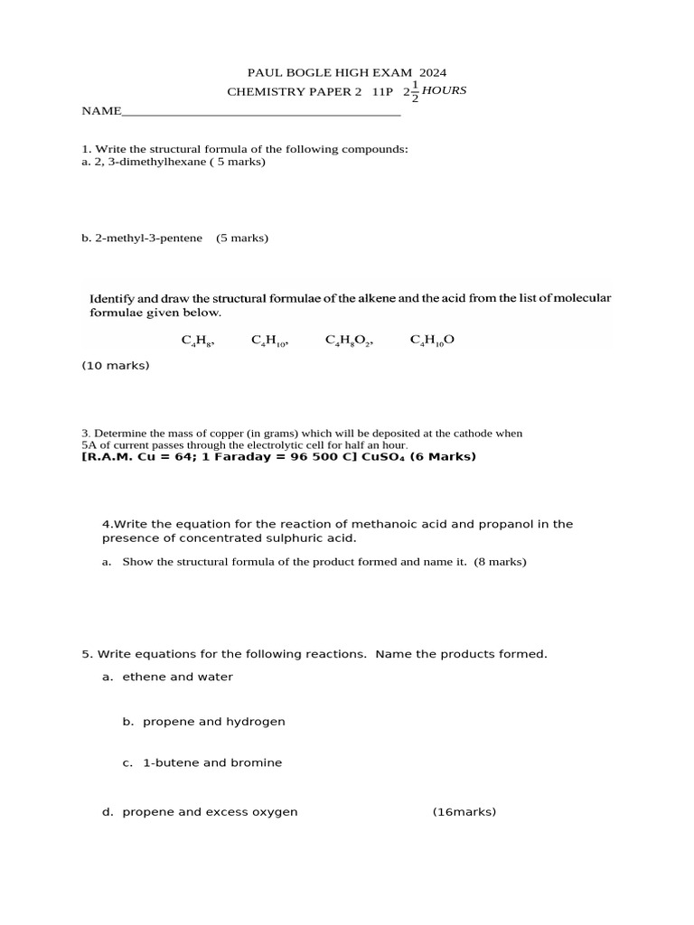 CHEMISTRY PAPER 2 11P Dec 2024 | PDF