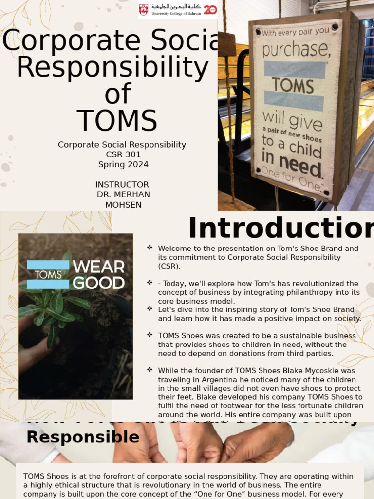 TOMS Shoes: Pioneering CSR Initiatives | PDF | Corporate Social ...