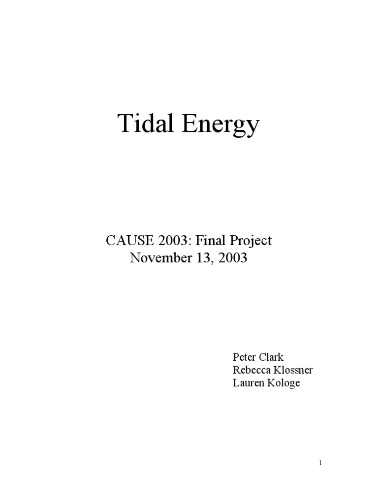 Tidal Energy | PDF | Tide | Renewable Energy