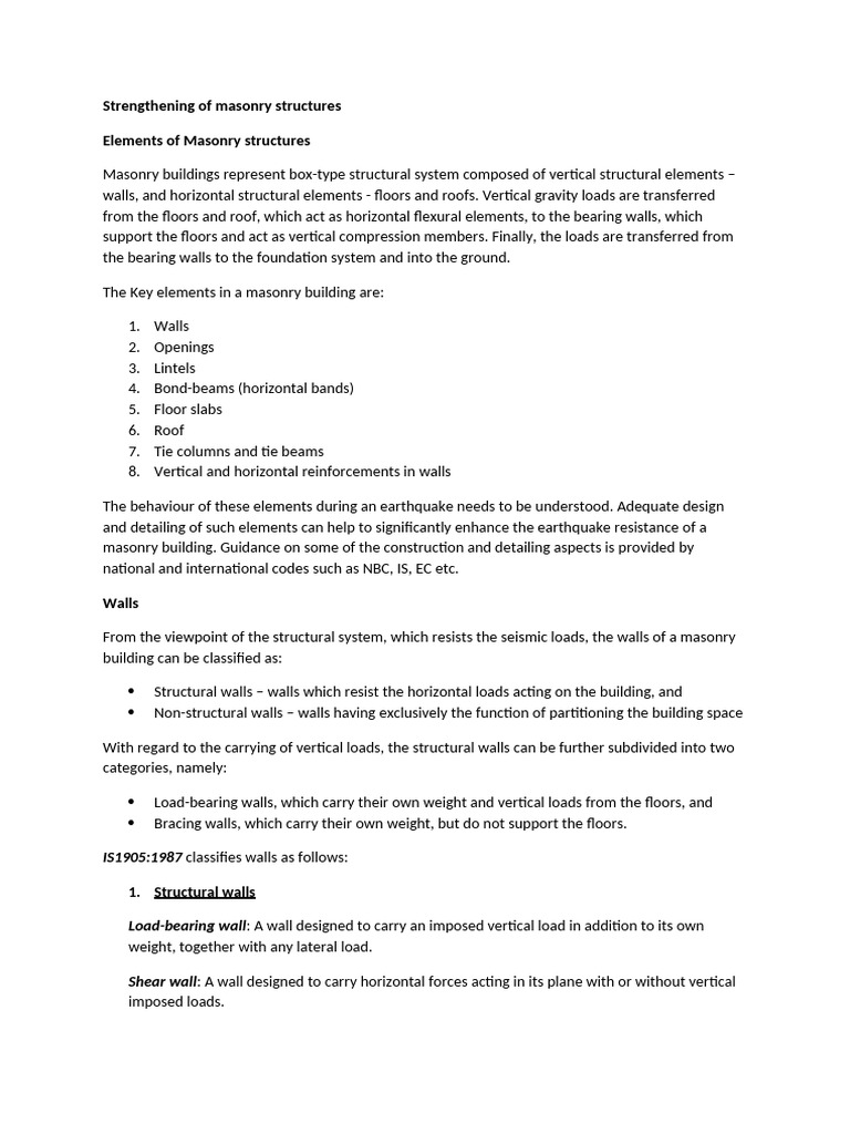 Strengthening of Masonry Structures | PDF | Earthquake Engineering ...