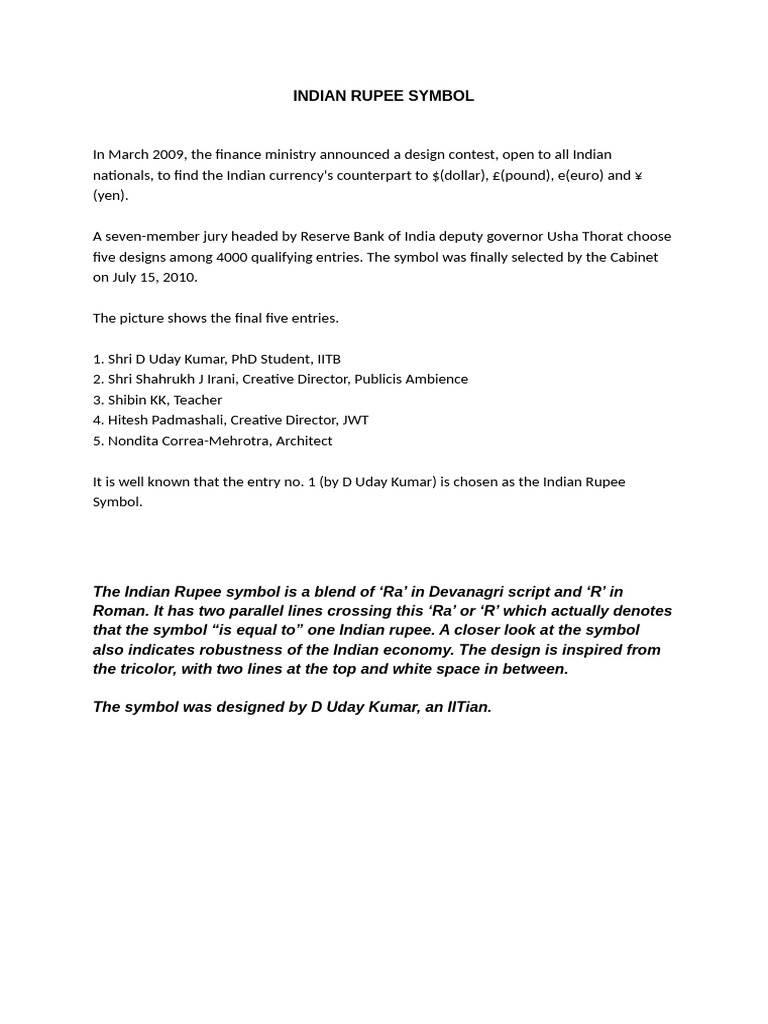 Indian Rupee Symbol | PDF