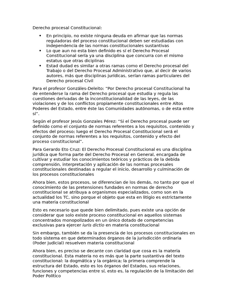 Derecho Procesal Constitucional | PDF | Ley procesal | Constitución