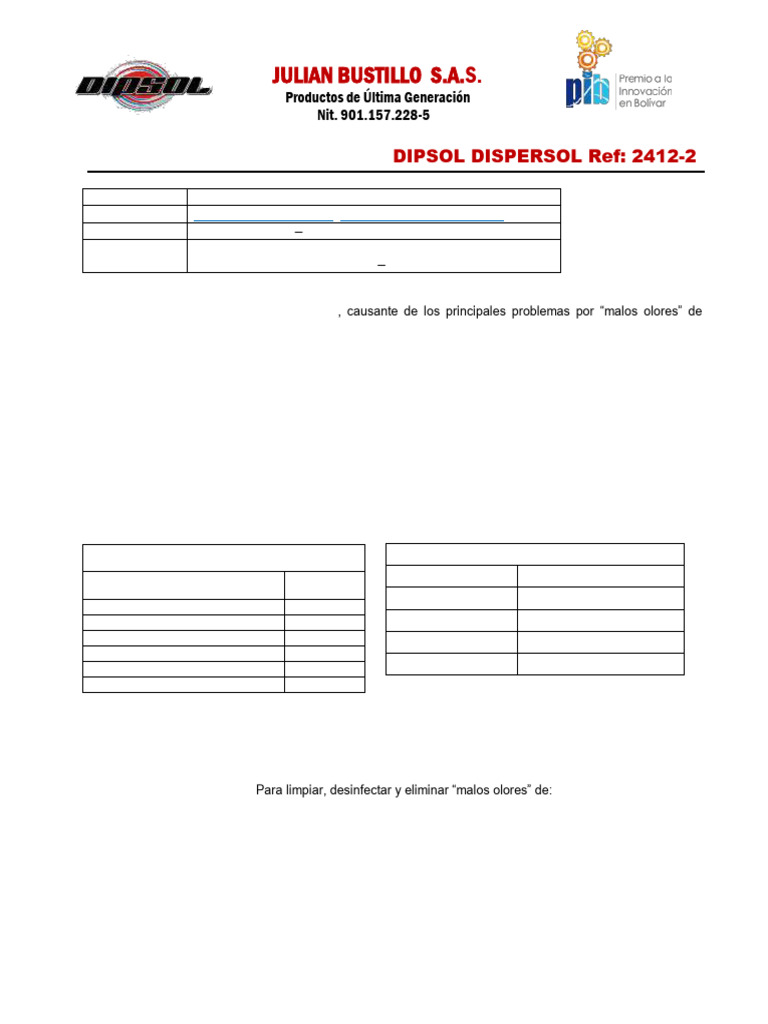 Ficha Tecnica y Hoja de Seguridad Dispersol Ref 2412-2 | PDF | Agua ...