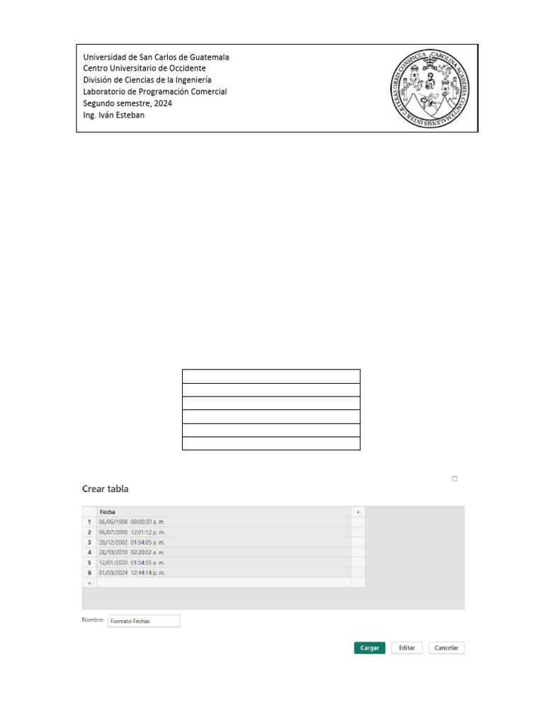 Tarea Formatos de fecha Progra comercial | PDF