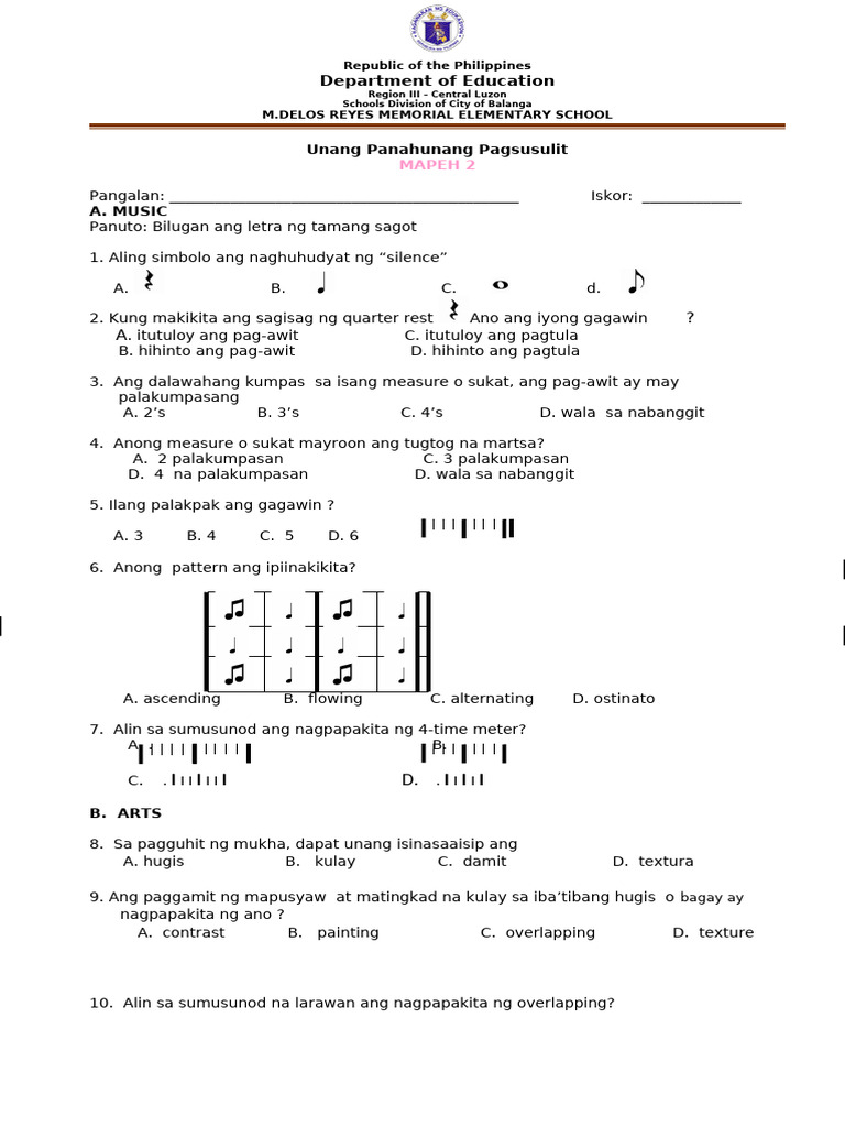 PT - Mapeh 2 - Q1 | PDF