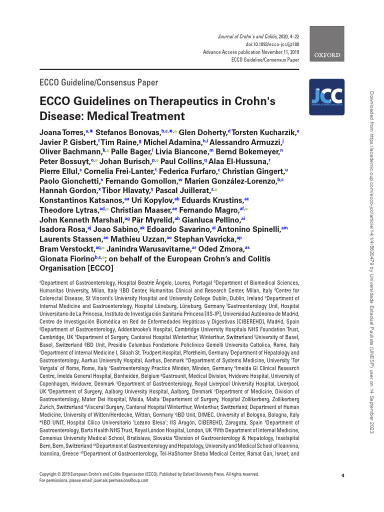 ECCO Guidelines on Therapeutics in Crohn's Disease- Medical Treatment ...