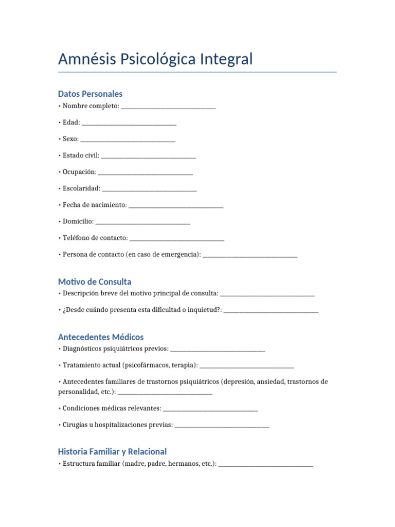 Amnesis Psicologica Integral | PDF | Orientación sexual | Adolescencia