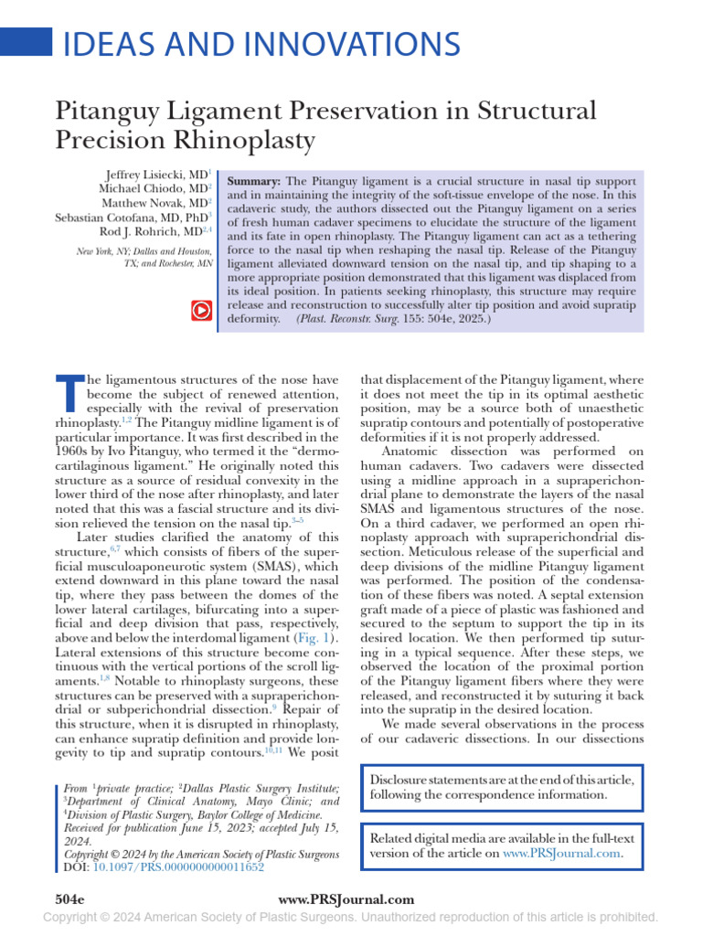 Pitanguy Ligament Preservation in Structural.16 | PDF | Human Nose ...