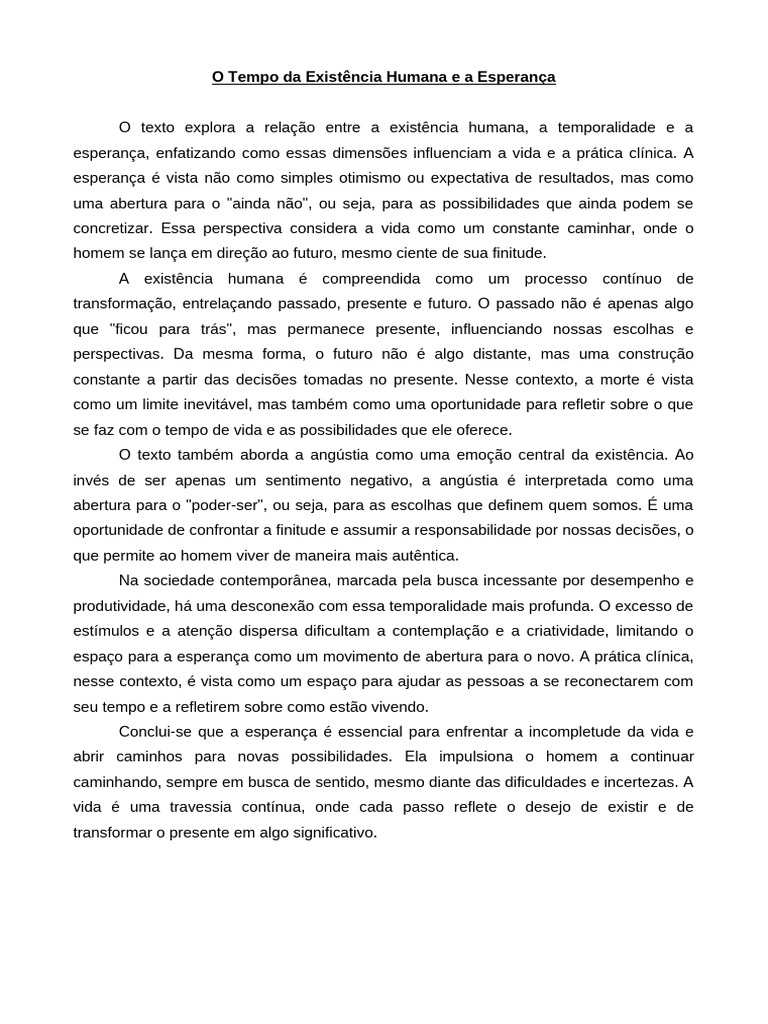 Esperança e Existência na Vida Humana | PDF