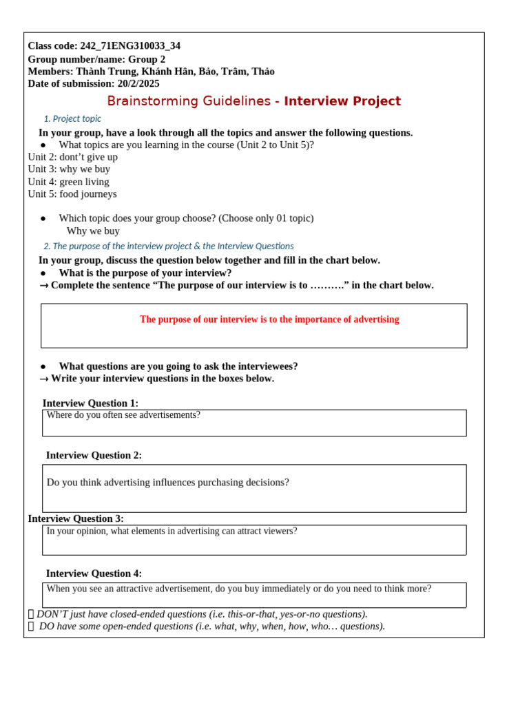 Group 1 Phase 1 - Brainstorming | PDF