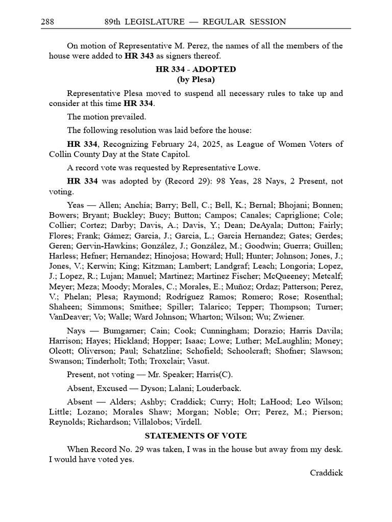 Hr334 Vote | PDF | Statutory Law | Legal Documents