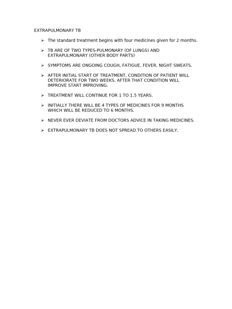 Extrapulmonary TB Treatment Overview | PDF