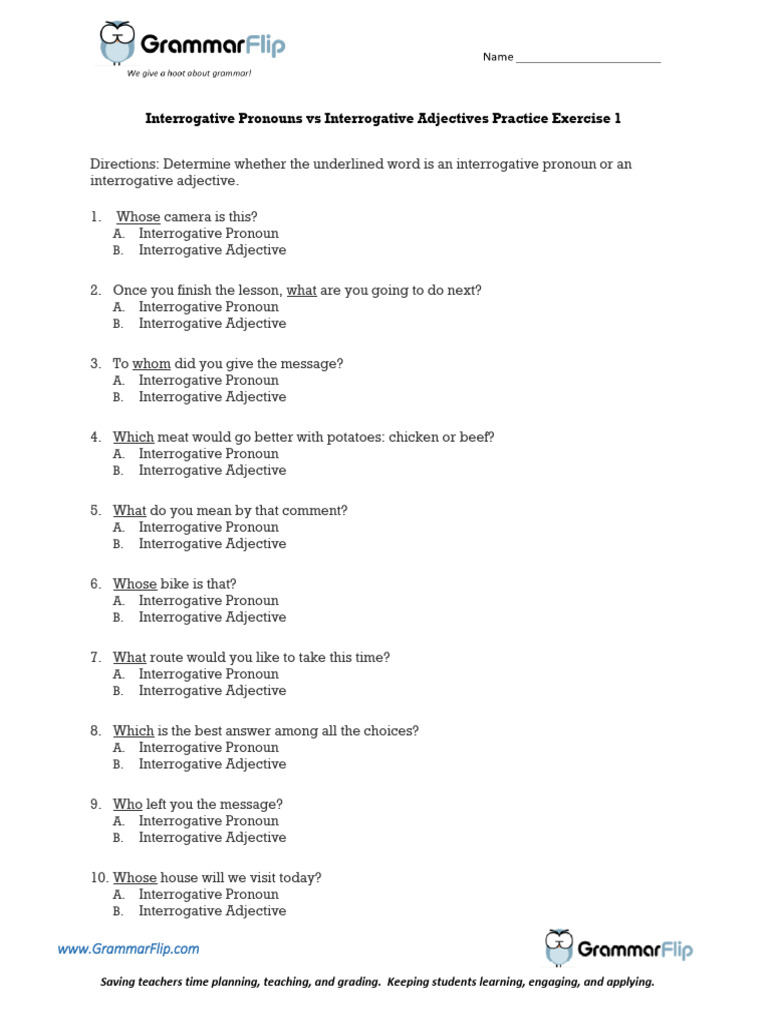 5e17403c8031d03ca30eaf11 - Interrogative Pronouns Vs Interrogative ...