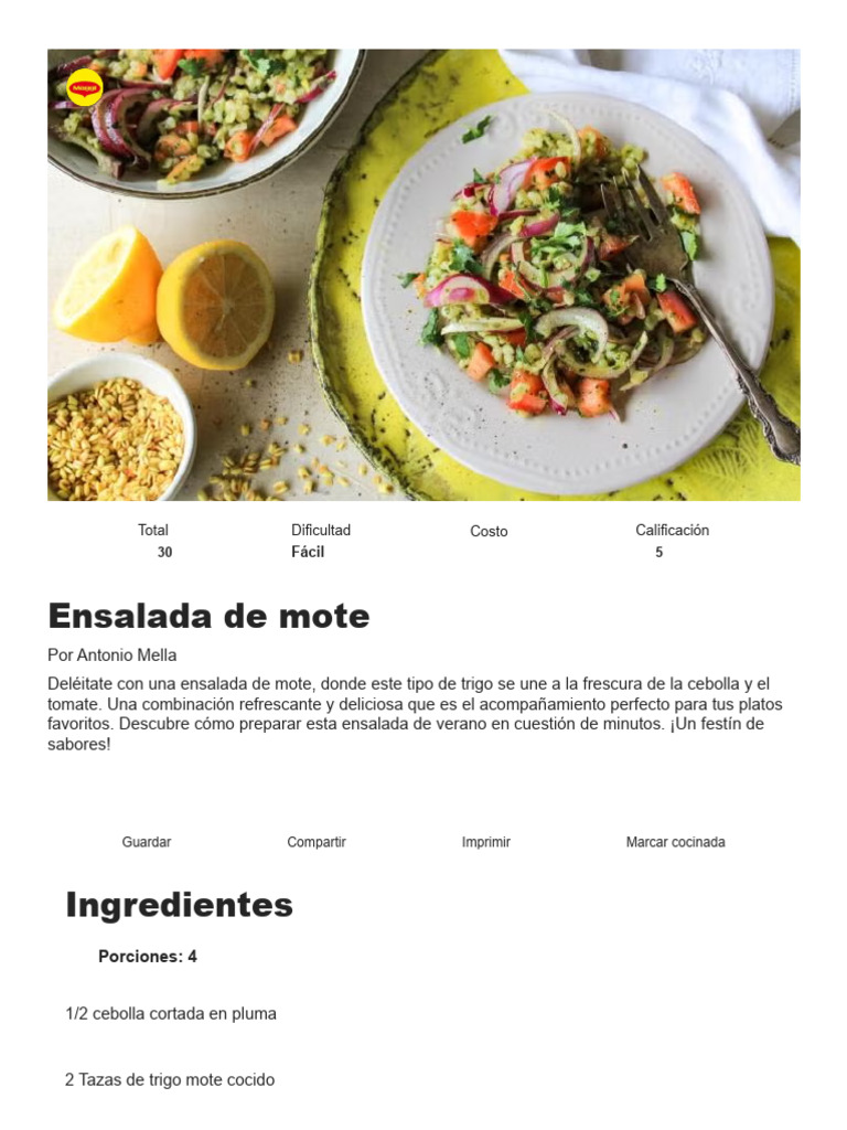 Receta - Ensalada de Mote | PDF