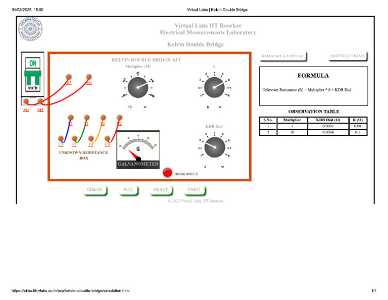 Kelvin Double Bridge Experiment | PDF