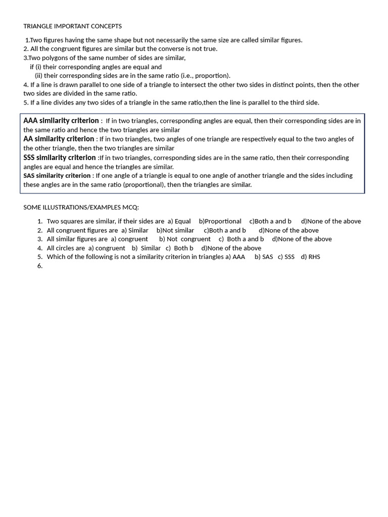 Triangle Similarity Criteria Explained | PDF