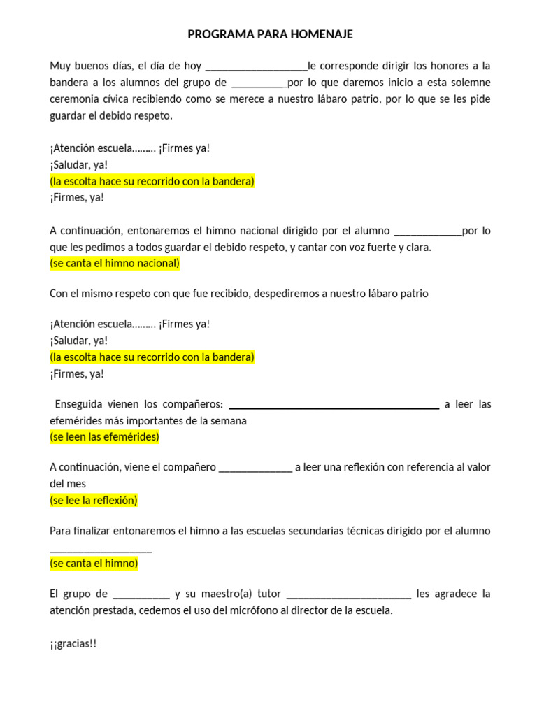 PROGRAMA PARA HOMENAJE-2 | PDF