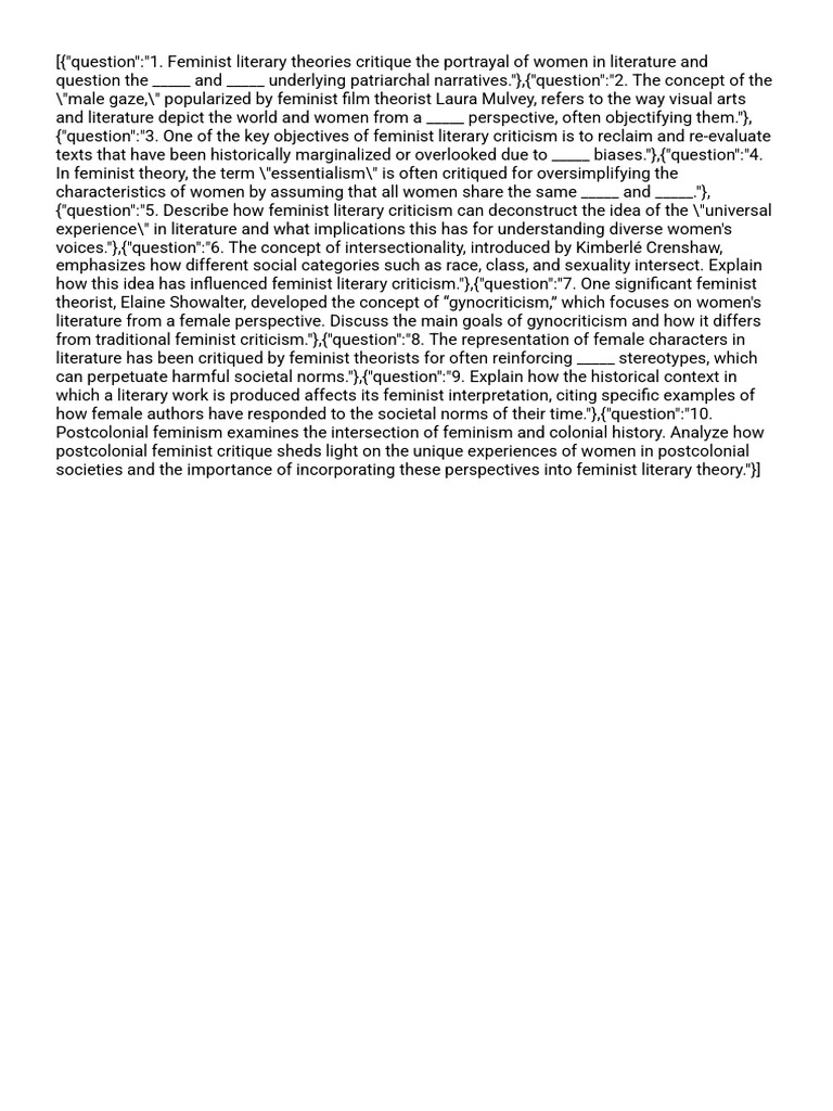 Feminist Literary Criticism Insights | PDF
