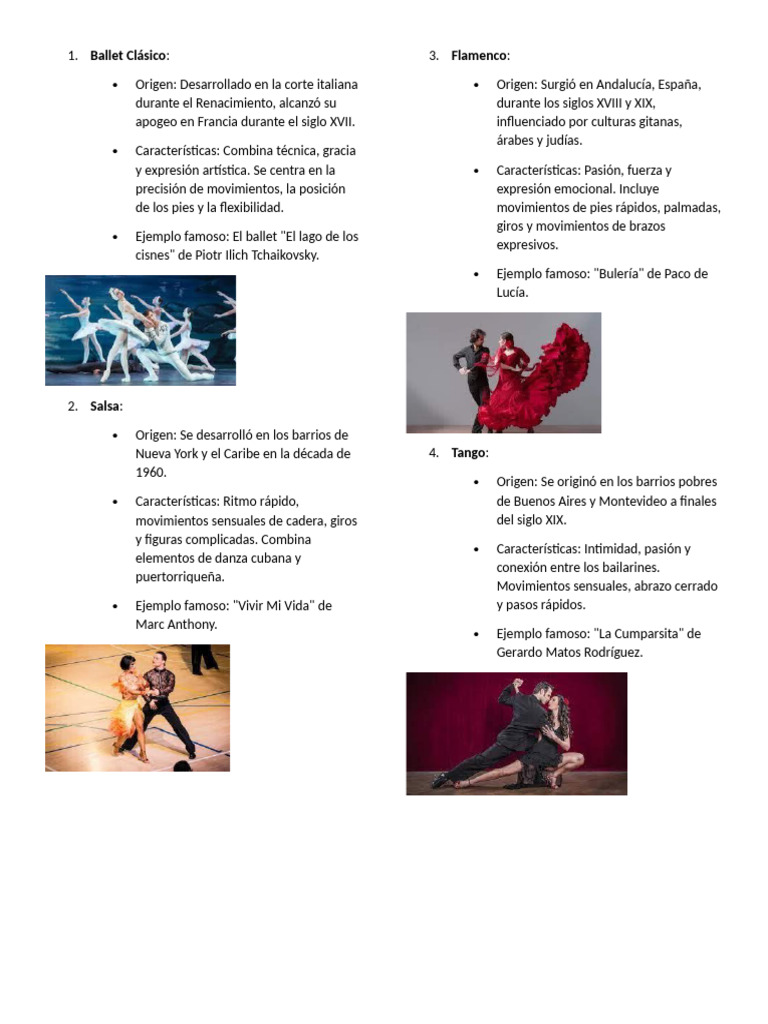 10 Tipos de Danzas | PDF | Bailes | Musica Tango