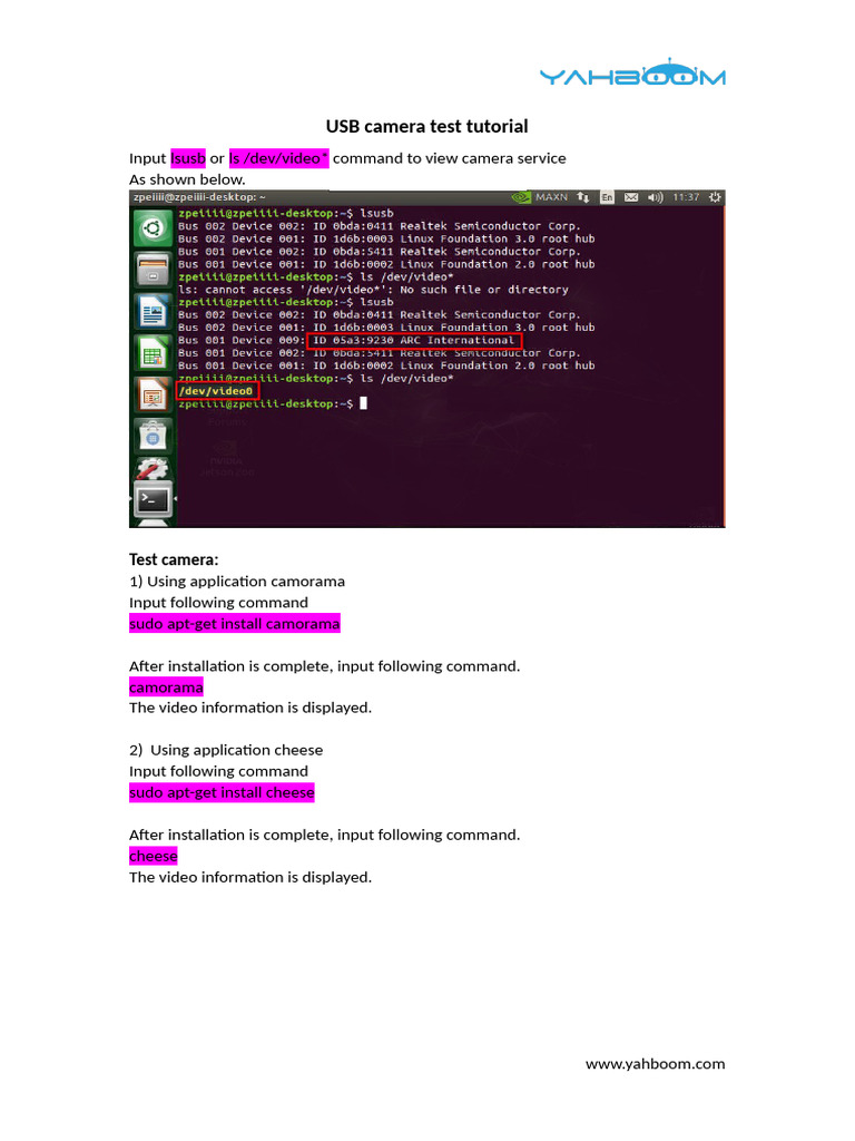 1.USB camera test tutorial | PDF