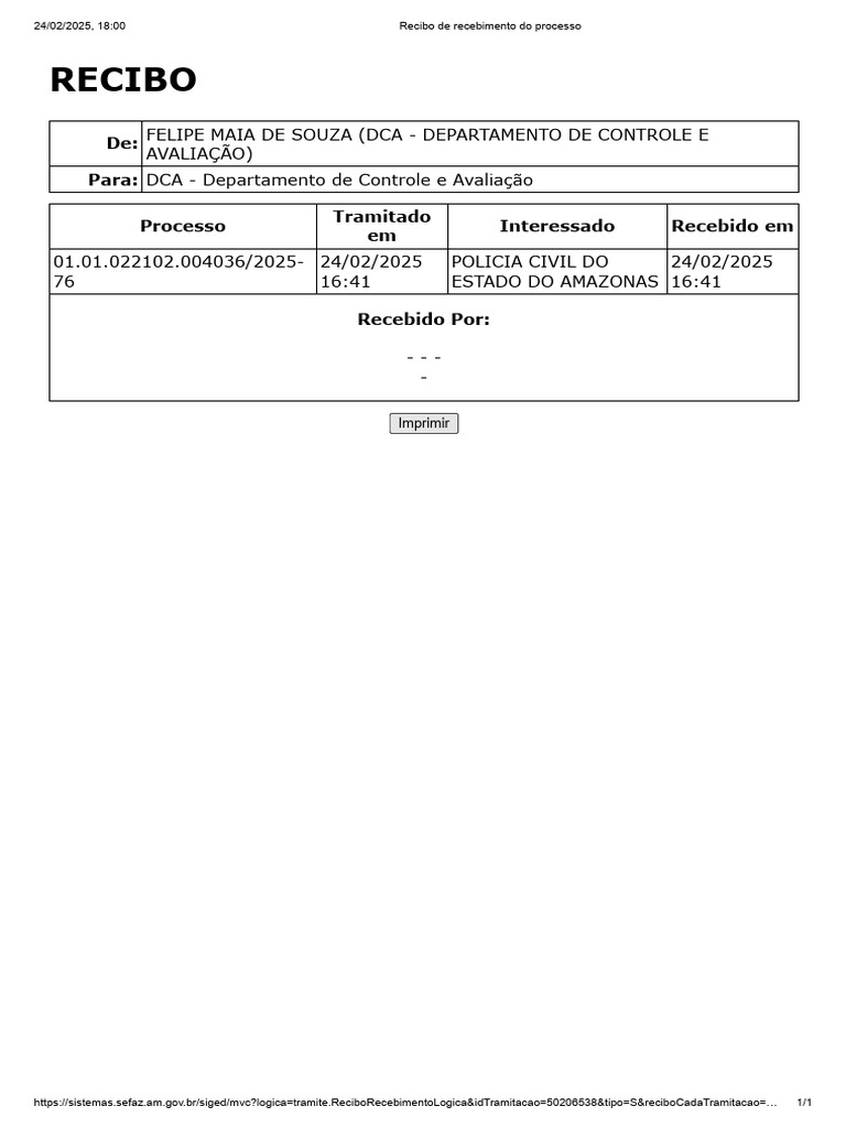 Recibo do processo | PDF