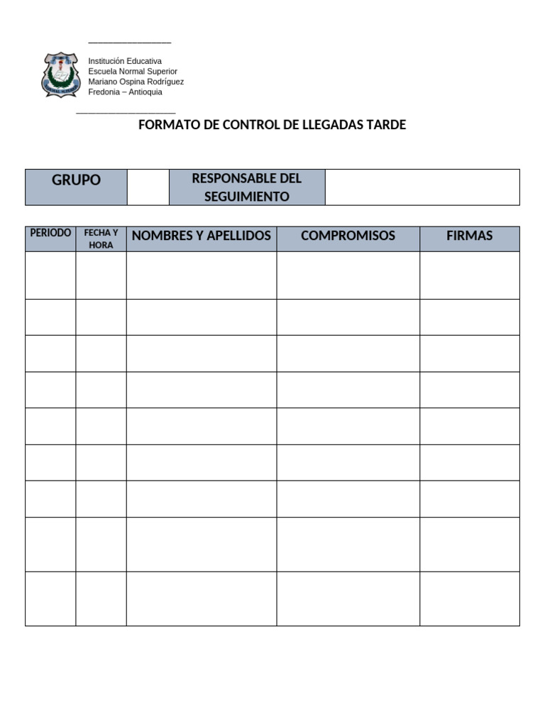 Formato de Control de Llegadas Tarde | PDF