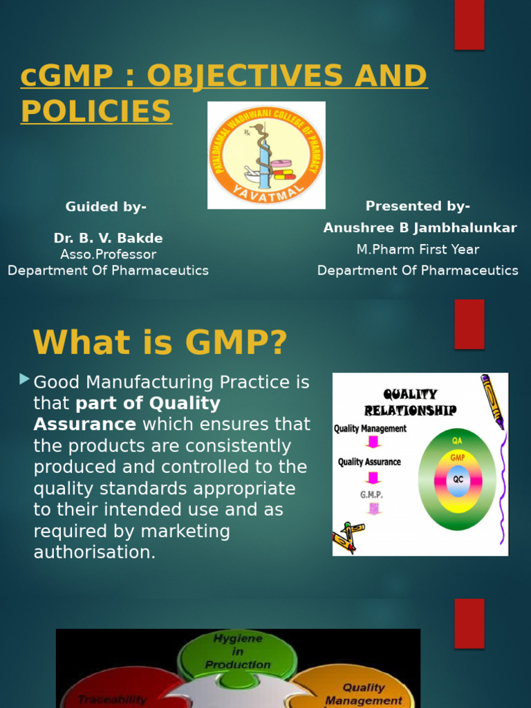 CGMP Objectives and Policies. | PDF | Medicine | Pharmacology