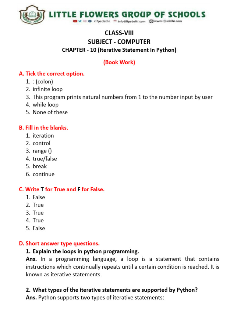 CH10 Iterative Statement in Python - Docx 1-1 | PDF