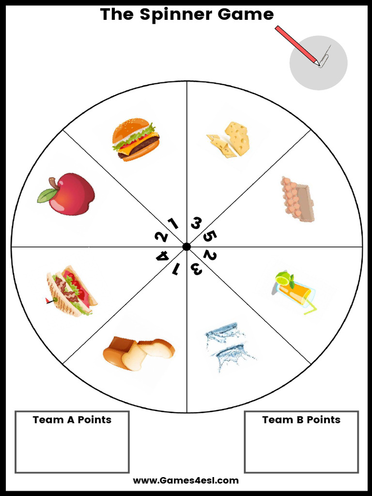 Countable and Uncountable Nouns Food Spinner Board Game | PDF