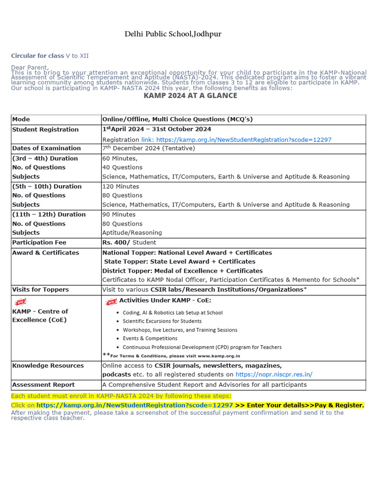 KAMP-National Assessment 2024 Details | PDF